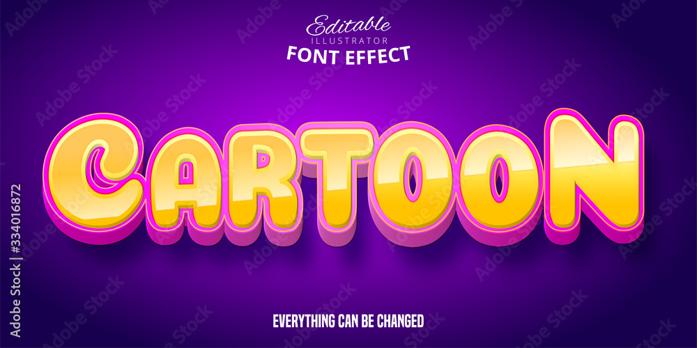 Cartoon text, 3d editable font effect Stock Vector | Adobe Stock