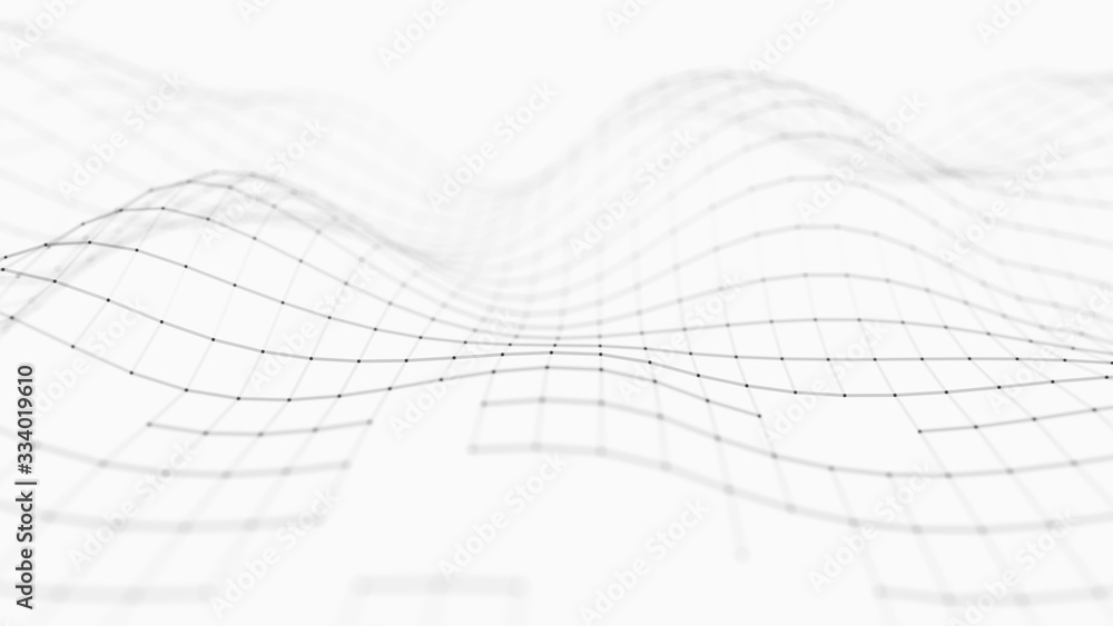 Wave 3d. Wave of particles. Futuristic point wave. Design for poster ...