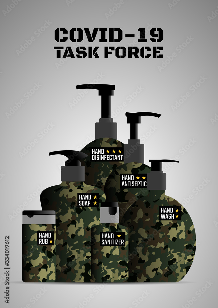 Covid-19 task force. Coronavirus prevention vector poster design. Use ...