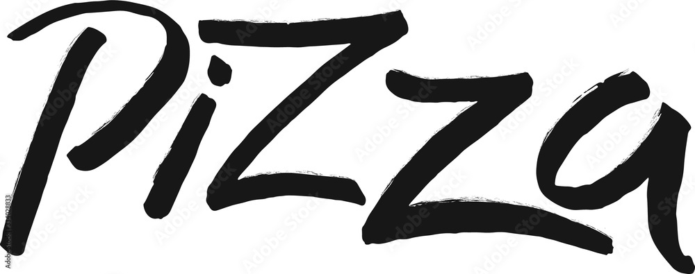 PIZZA hand-lettering calligraphy. Pizza hand drawn vector stock ...