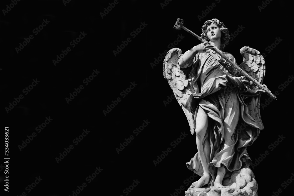 Photo Angel marble statue with sponge, a 17th century baroque ...