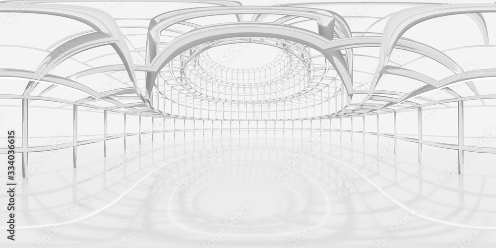 Full 360 degree equirectangular panorama hdri of modern futuristic mesh ...
