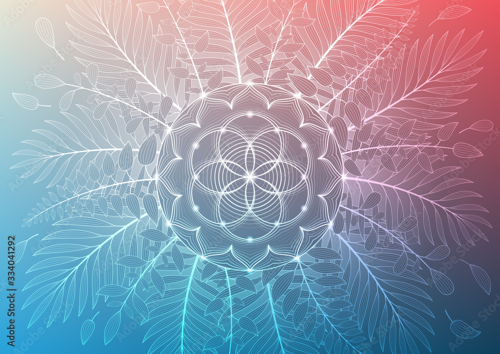 Vector template of banner, horizontal format; Spiritual sacred geometry ...