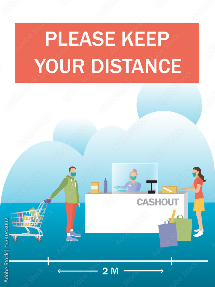 Vector Poster - Please keep your distance. Motivation during an ...
