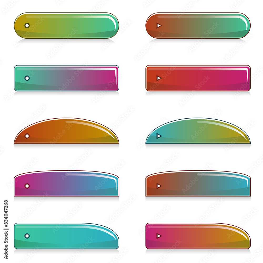 Vector set of editable website buttons in different shapes (rounded ...