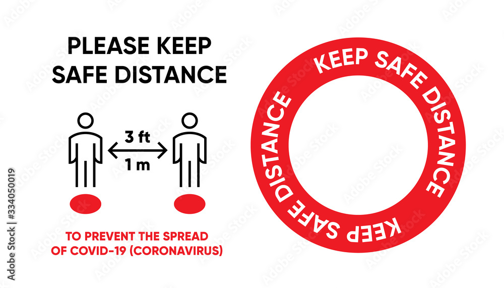 Keep Safe Distance Red Dot on Floor in Public Place, Shop, Mall. Social ...