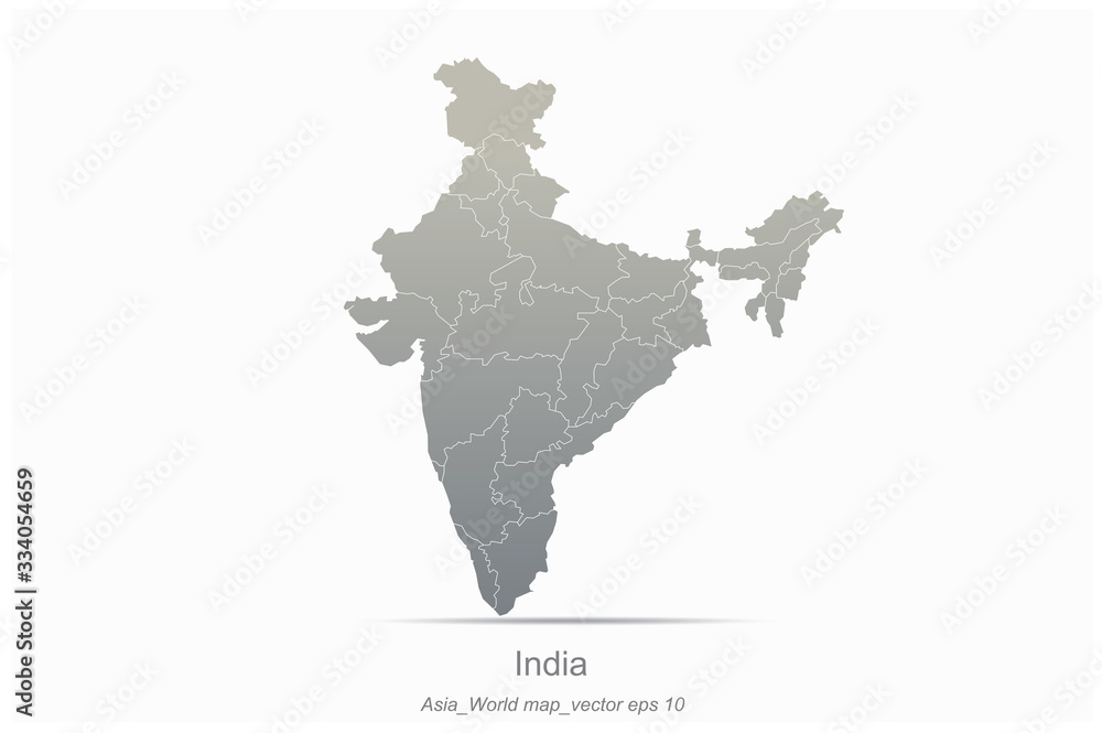 india map. aisan countries map. asia of modern vector map series. Stock ...
