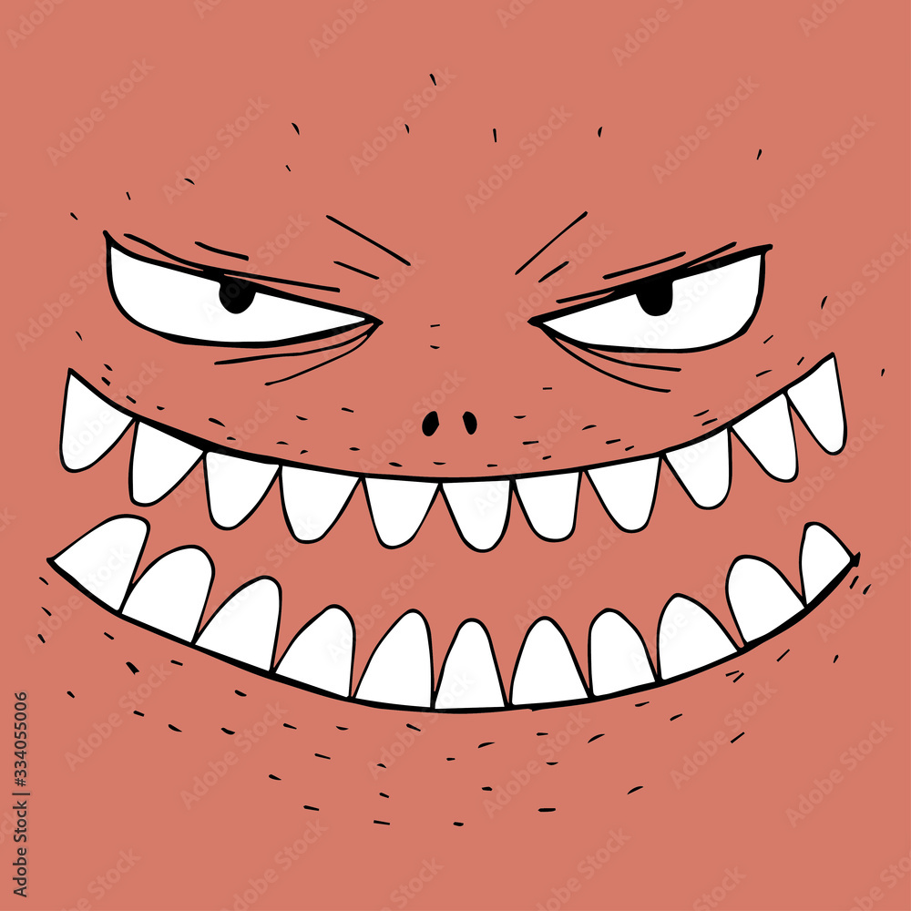 Vector cartoon illustration of an angry monster.Doodle art concept ...