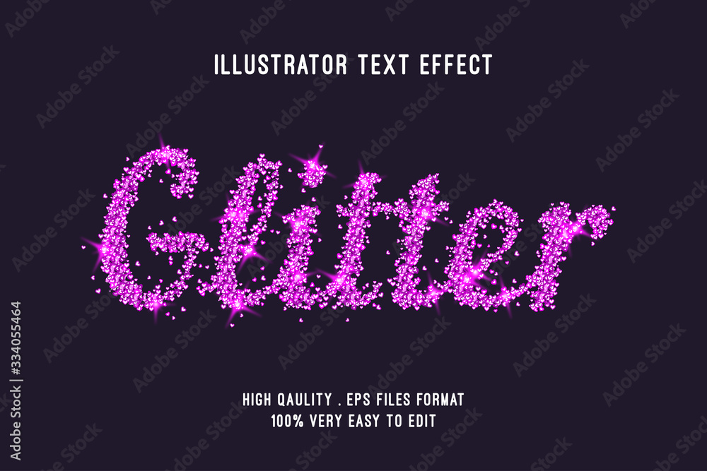 Pink glitter text effect, editable text Stock Vector | Adobe Stock