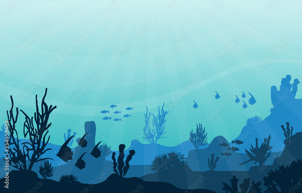 Fish Marine Animals Coral Reef Underwater Sea Ocean Illustration Stock ...