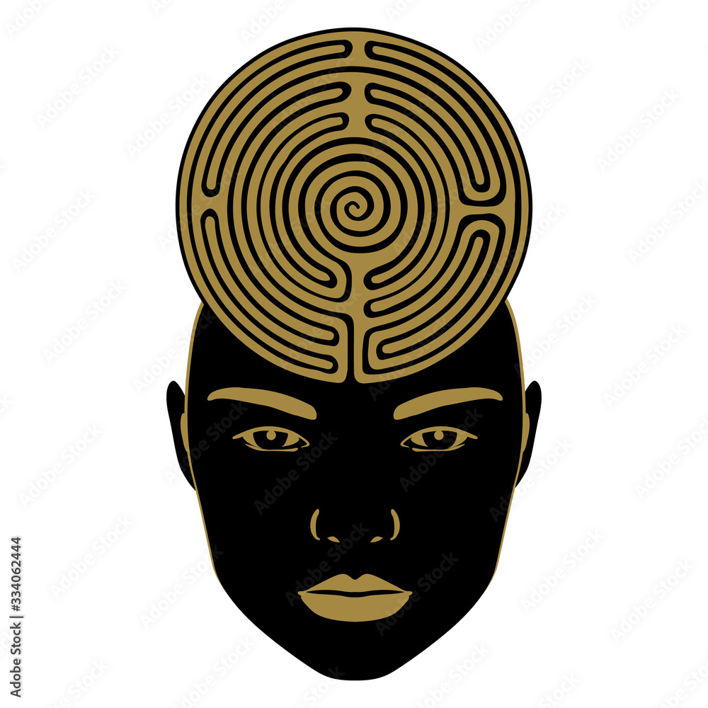 Isolated vector illustration. Human face with maze or labyrinth as ...