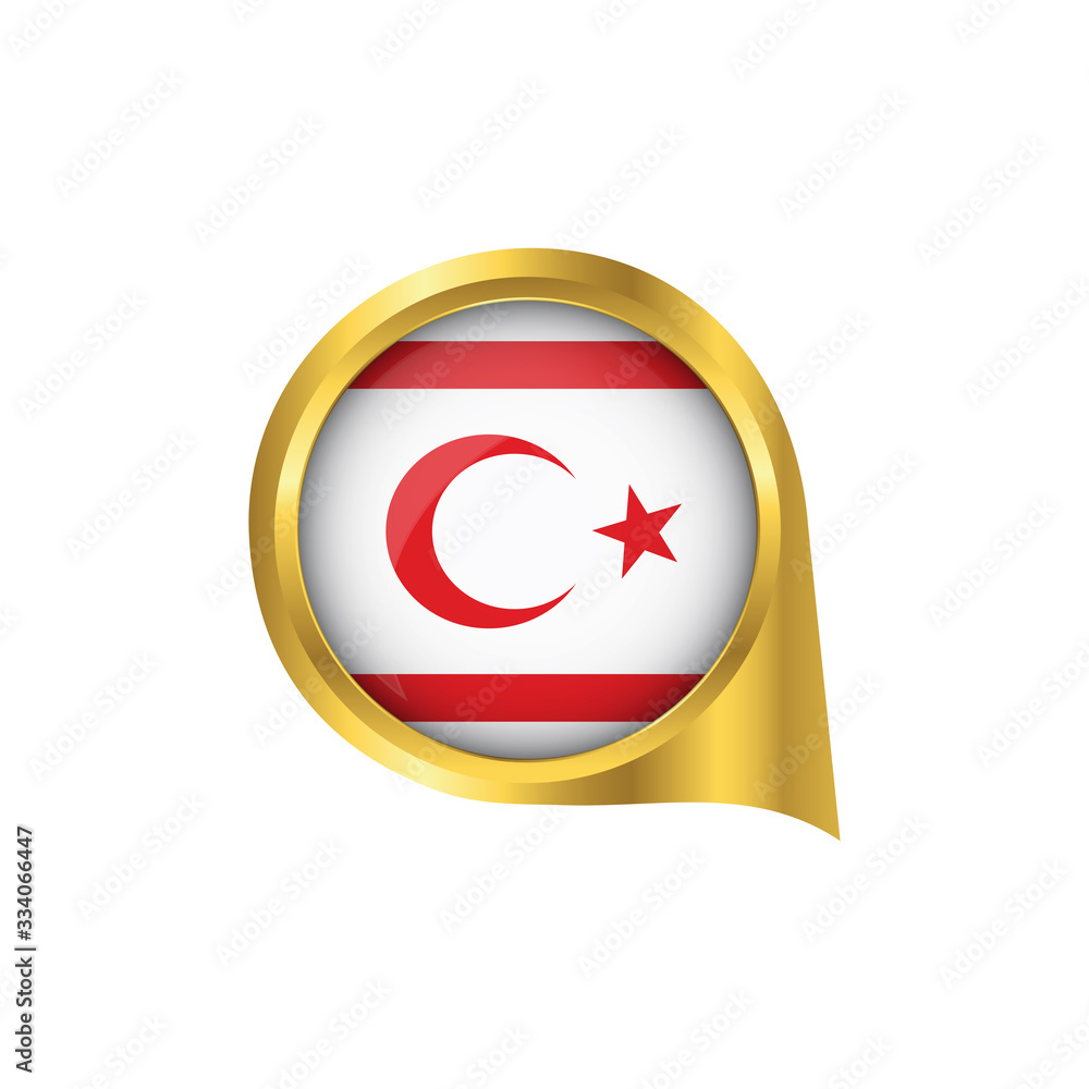 Flag of Cyprus, location map pin, pointer flag Cyprus, button gold ...
