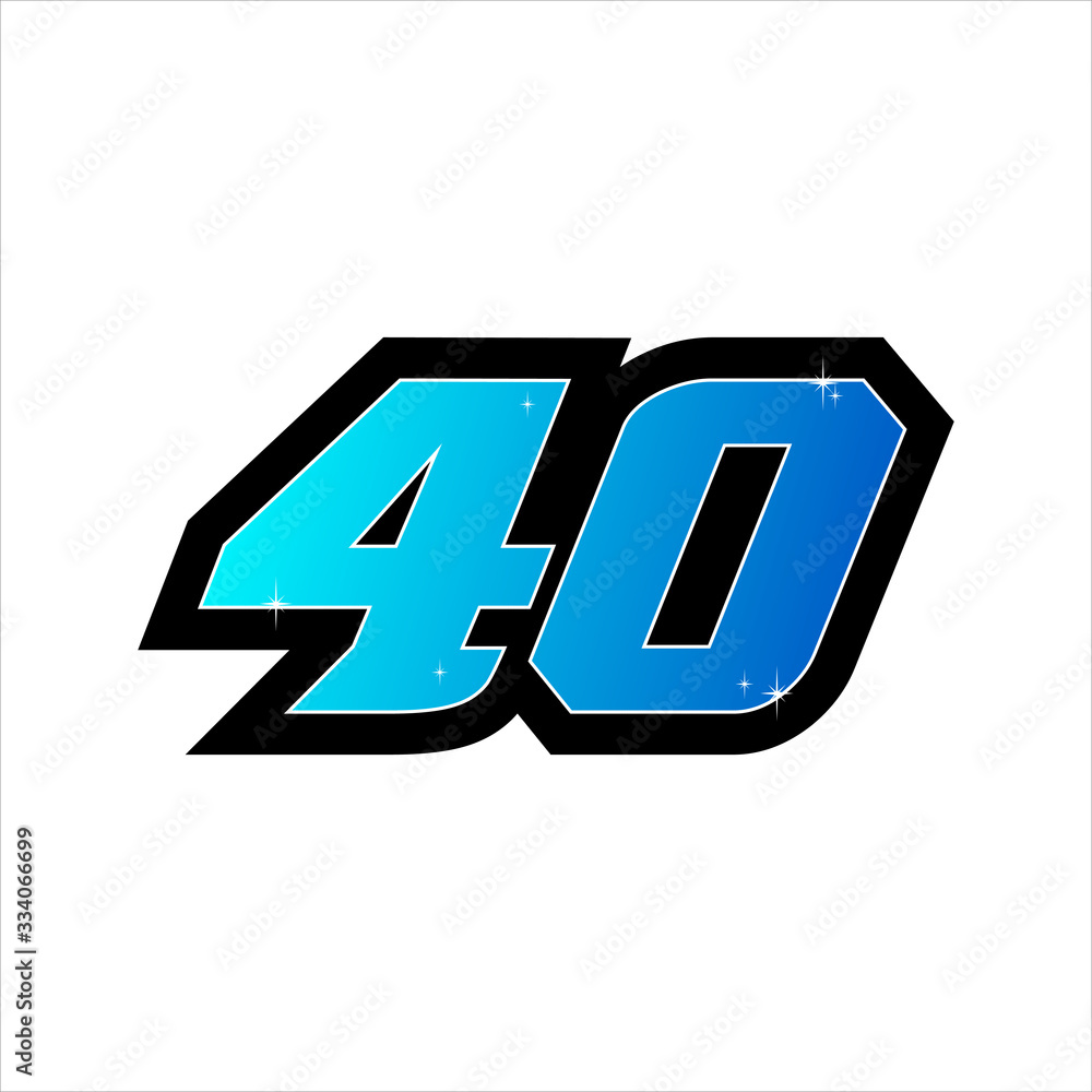 Vector Racing number 40, start racing number, sport race number with ...