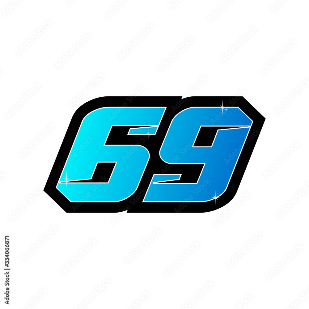 Vector Racing number 69, start racing number, sport race number with ...