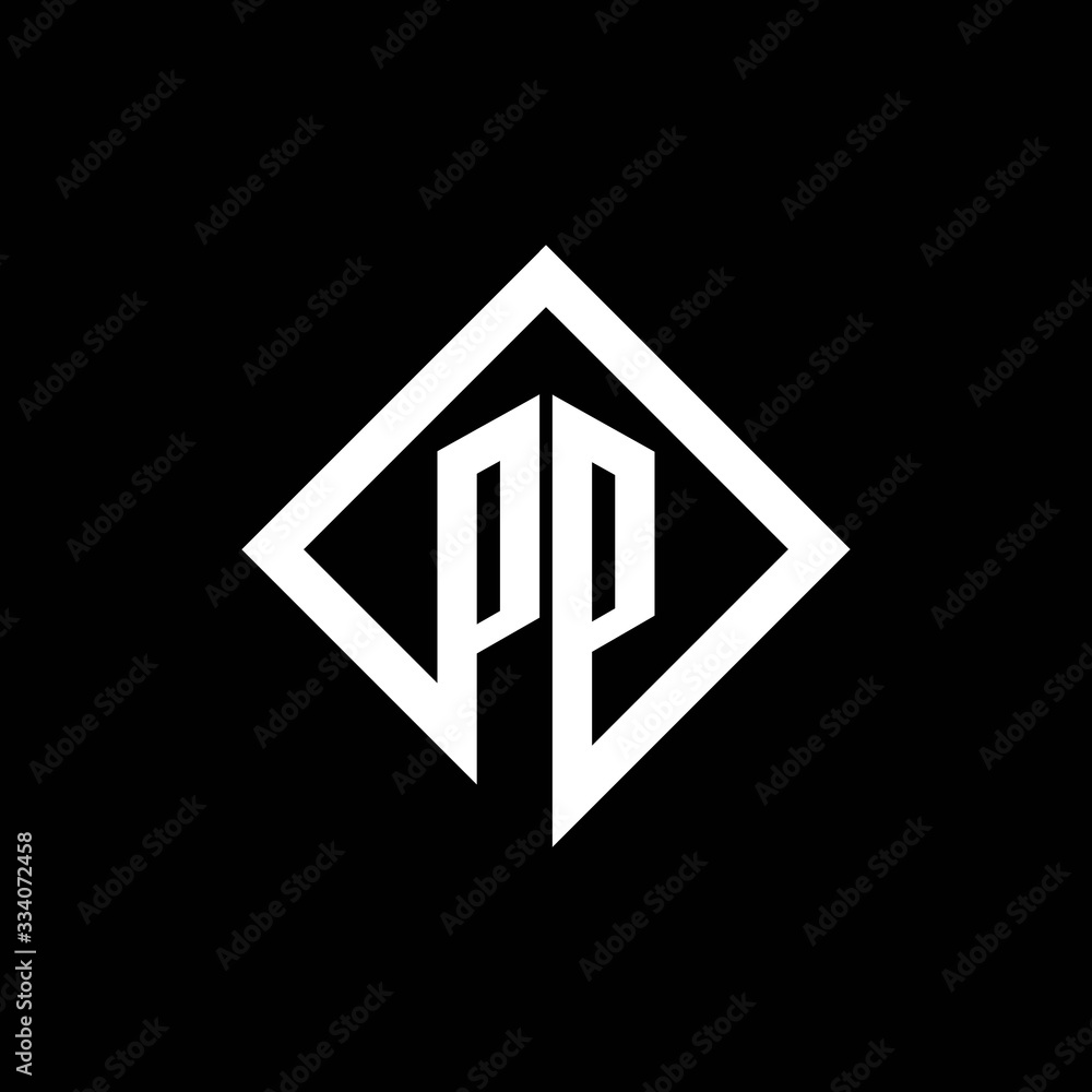 PP logo monogram with square rotate style design template Stock Vector ...