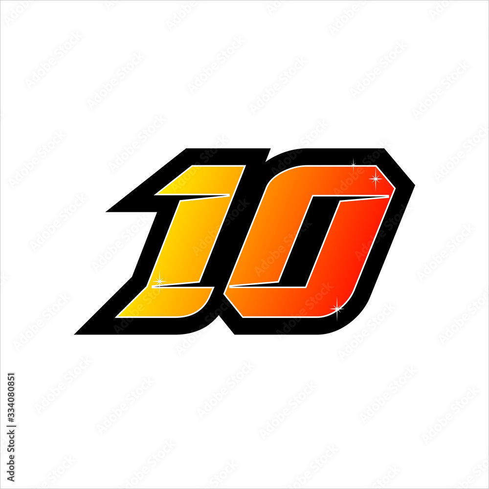 Vector racing number 10, start racing number, sport race number ...