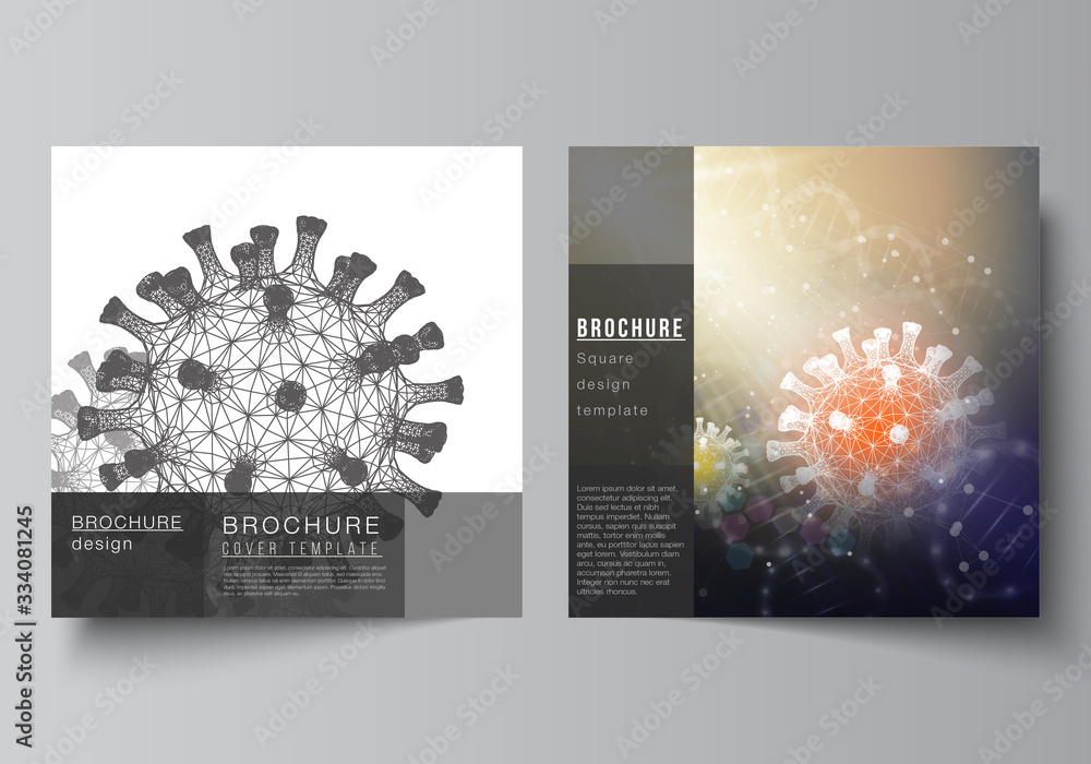 Vector layout of two square cover templates for brochure, magazine ...
