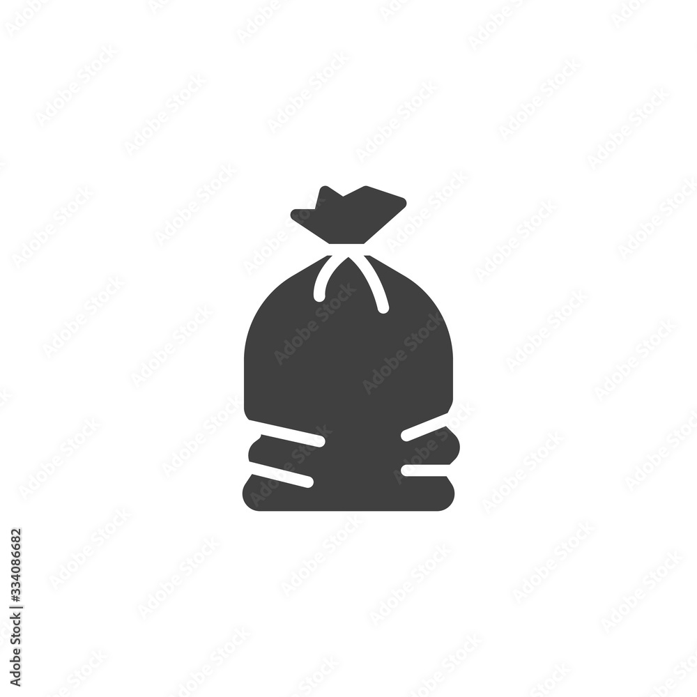 Plastic garbage bag vector icon. filled flat sign for mobile concept ...