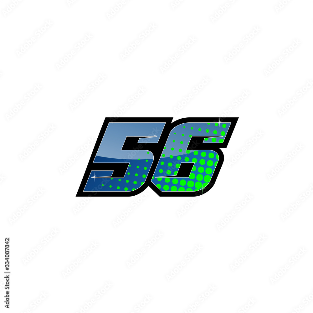 Vector Racing number 56, start racing number, sport race number with ...