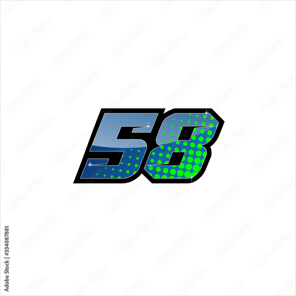 Vector Racing number 58, start racing number, sport race number with ...