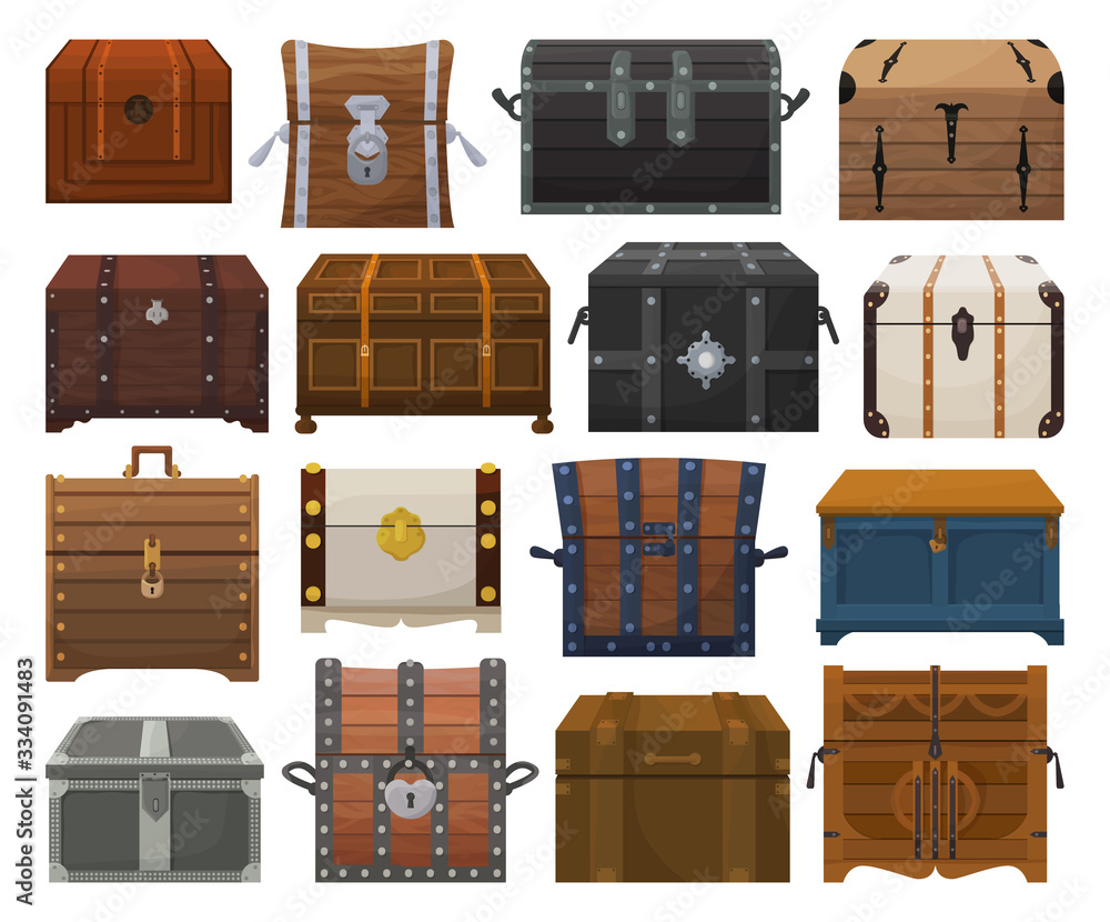 Chest box isolated cartoon set icon. Vector cartoon set icon coffer ...