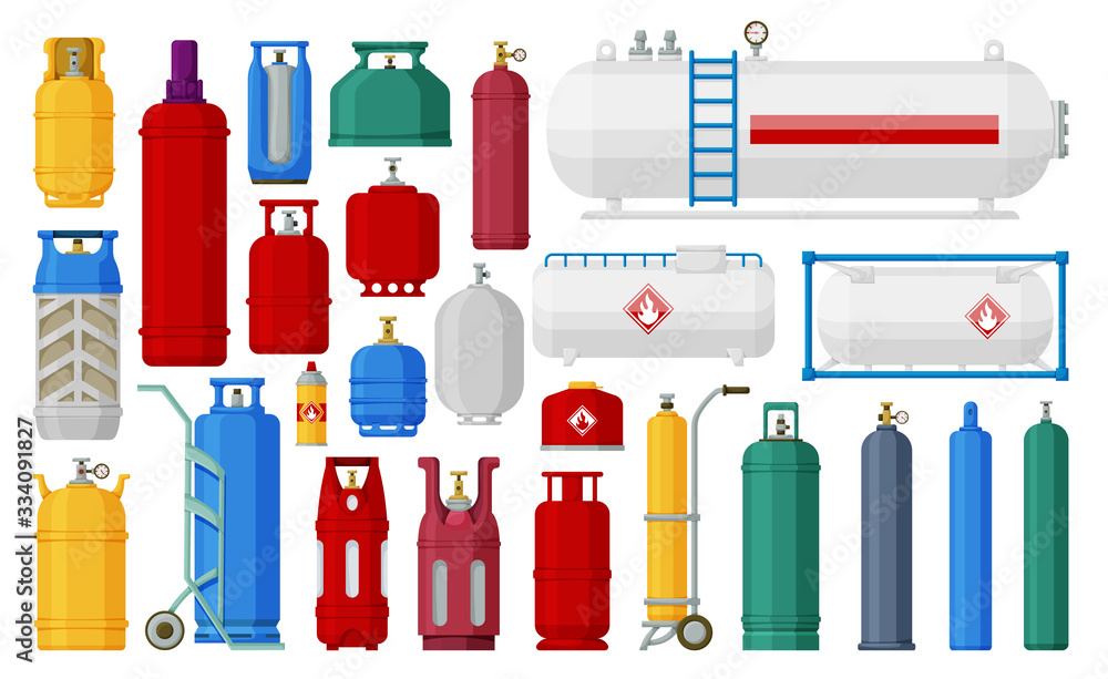 Gas cylinder vector cartoon set icon. Vector illustration ipg container ...