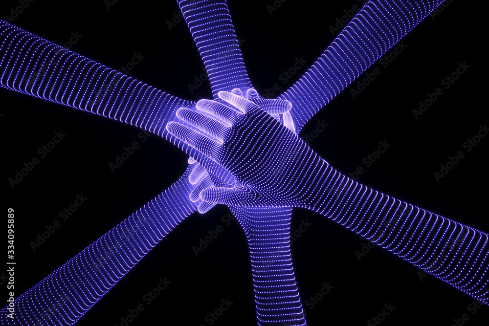 Business team neon concept self illumination background 3D illustration ...