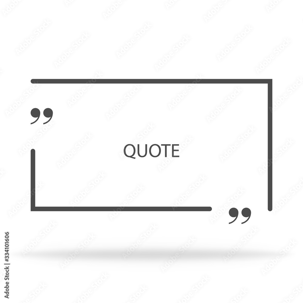Square quote icon. Blank template of dialogue frame. Quotation border ...