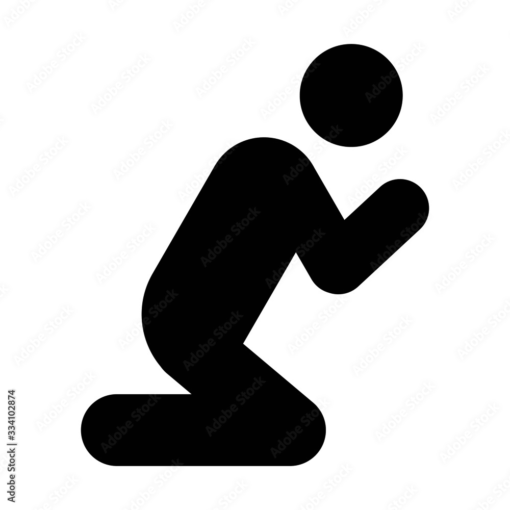 Vector high quality black stick figure icon of a prayer isolated on ...
