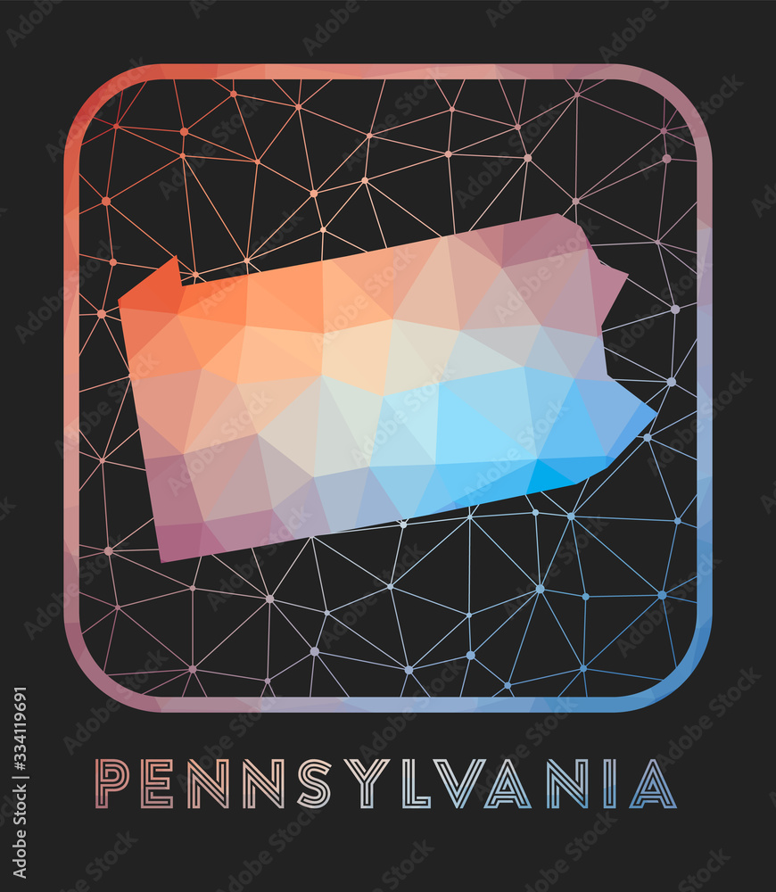 Vettoriale Stock Pennsylvania map design. Vector low poly map of the us ...
