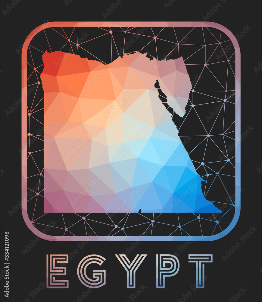 Egypt map design. Vector low poly map of the country. Egypt icon in ...