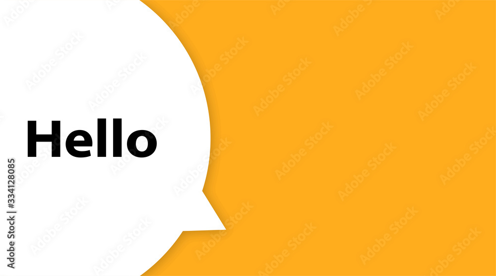 Speech bubble with text Hi. Hello. White bubble message hi in yellow ...
