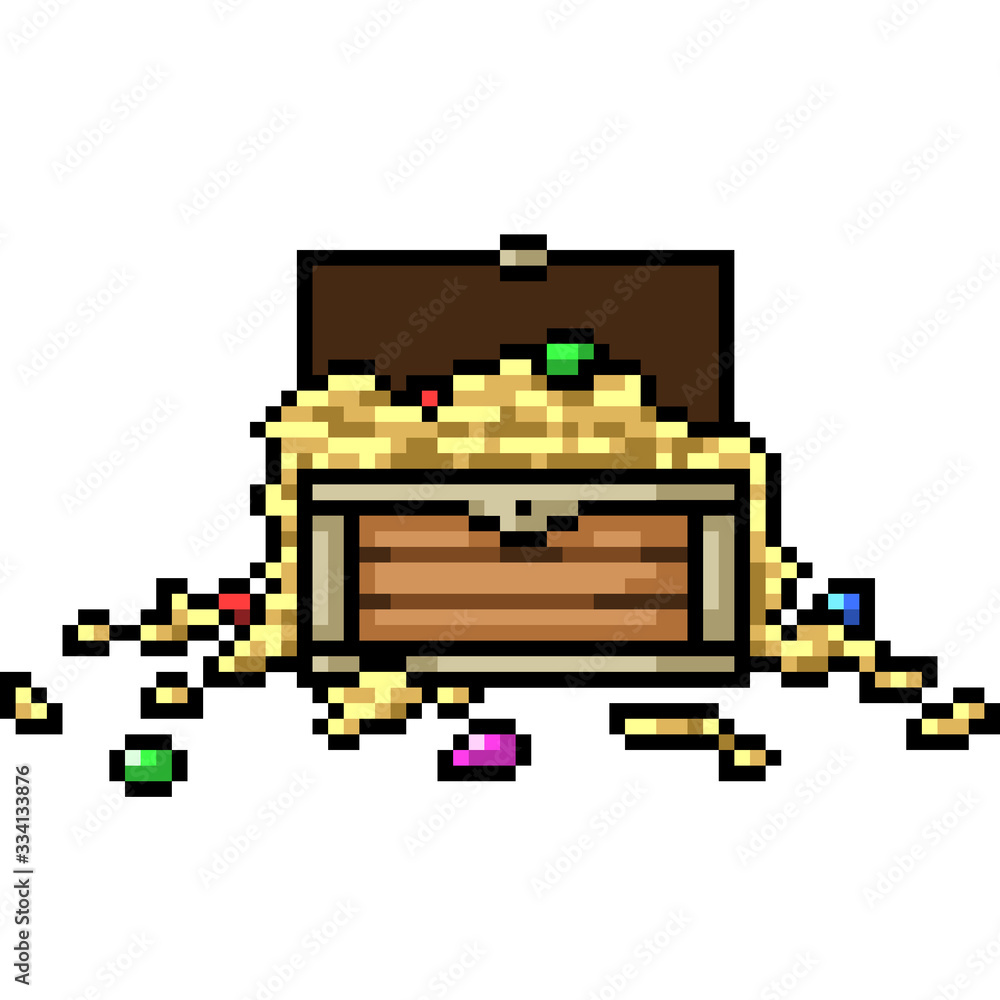 vector pixel art isolated treasure chest Stock Vector | Adobe Stock