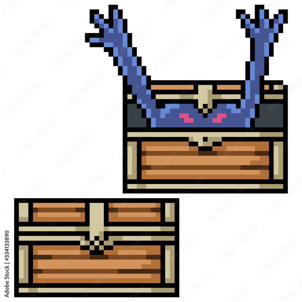 Vetor de vector pixel art isolated mimic chest do Stock | Adobe Stock