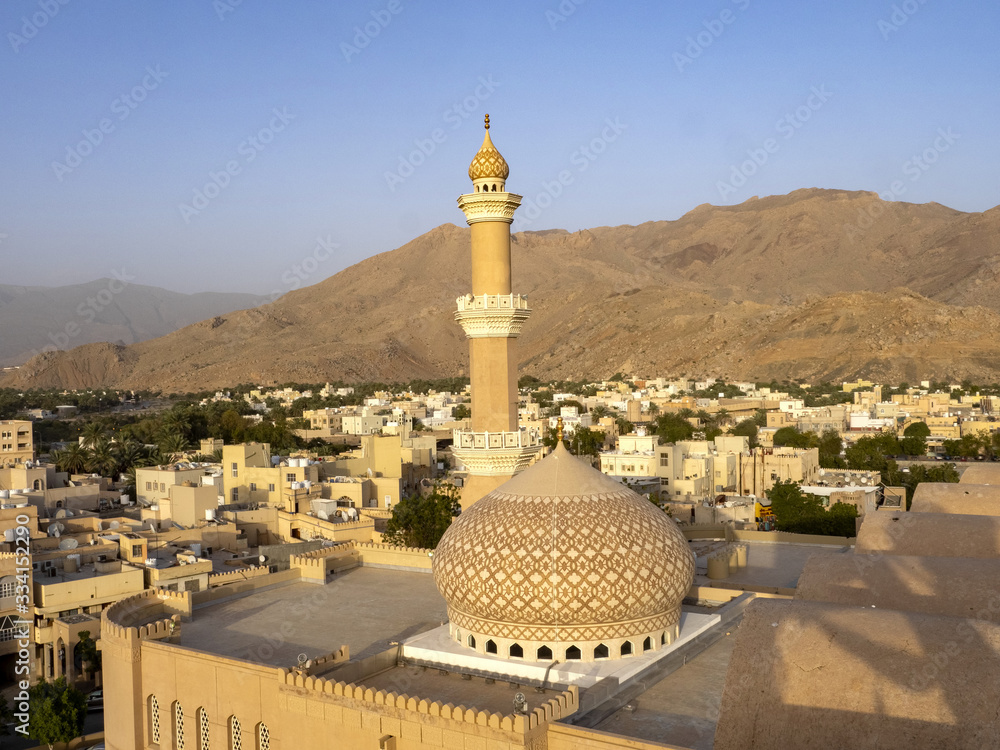 Poster Top view of the minaret of the Great Mosque of Nizwa, Oman ...