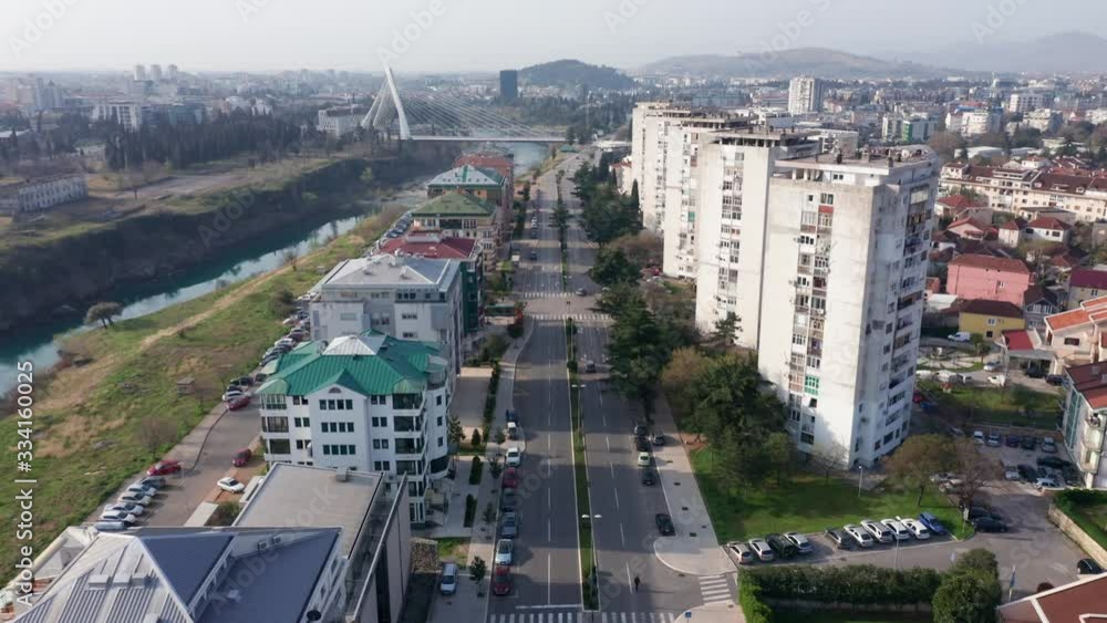 Podgorica, capital of Montenegro, Europe, lies on the banks of Moraca ...
