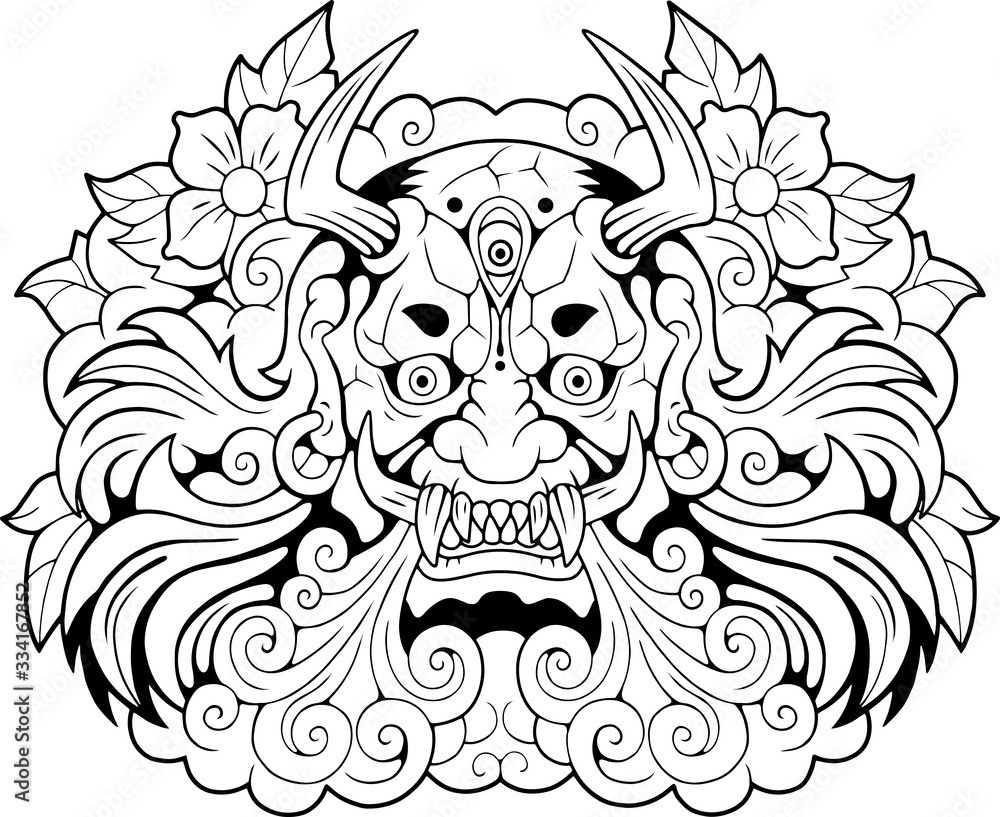 legendary mythological ancient japanese demon Oni, design, illustration ...