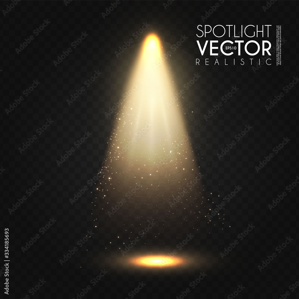 Spotlight. Transparent light effect. Show design. Light source. Empty ...