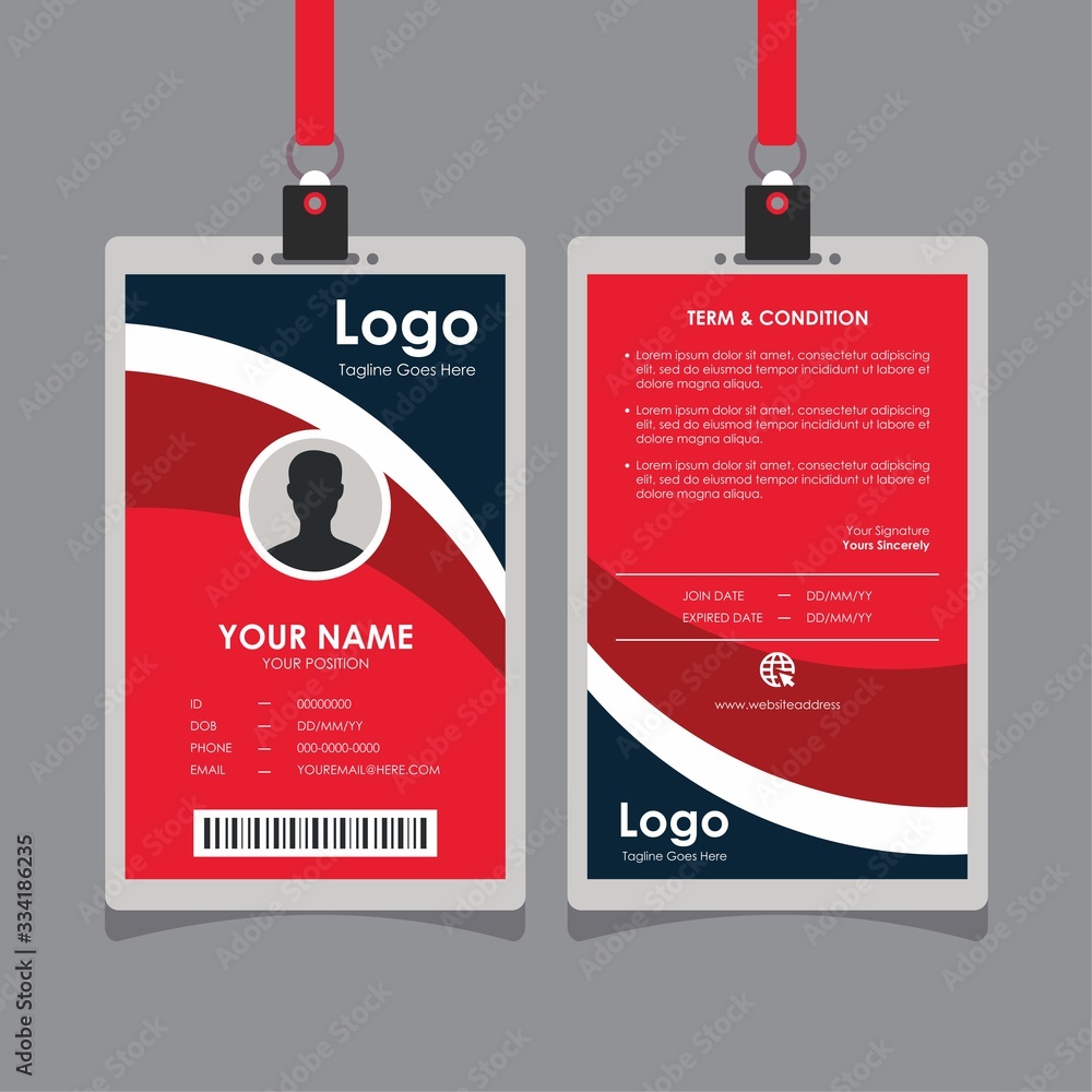 Simple Clean Red Stylish Curve Id Card Design, Professional Identity ...