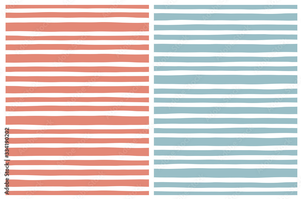 Cute Hand Drawn Abstract Irregular Stripe Vector Patterns. White Brush ...