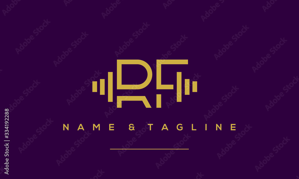 Alphabet letter icon logo RF with dumbbells Stock Vector | Adobe Stock