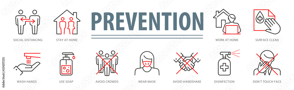 Coronavirus Prevention Vector Illustration Set Stock Vector | Adobe Stock