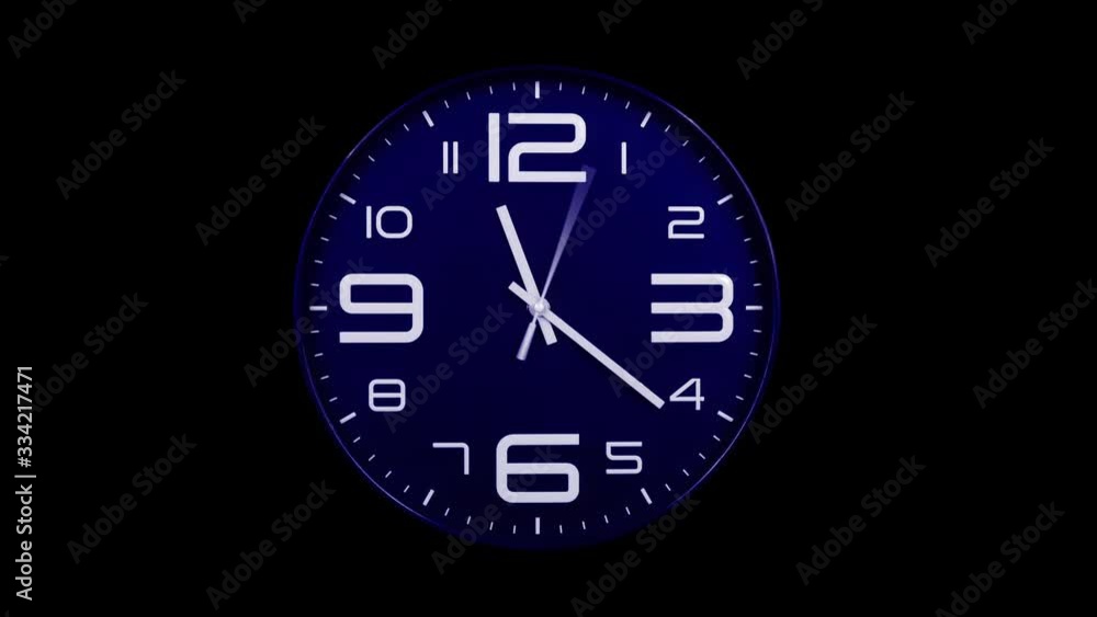 Modern clock face moving fast forward alpha cannel key. Clock ticking ...