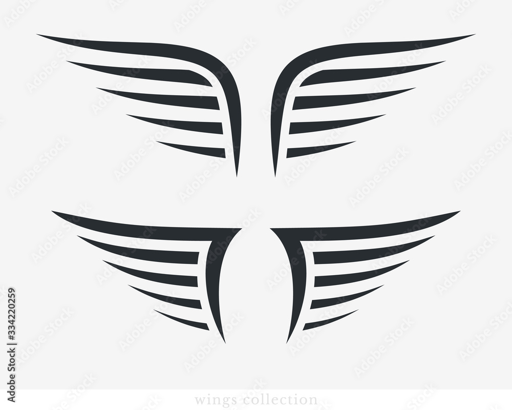 Winged Emblem for Your Company. Wing Silhouette for Tattoo, Logo or ...