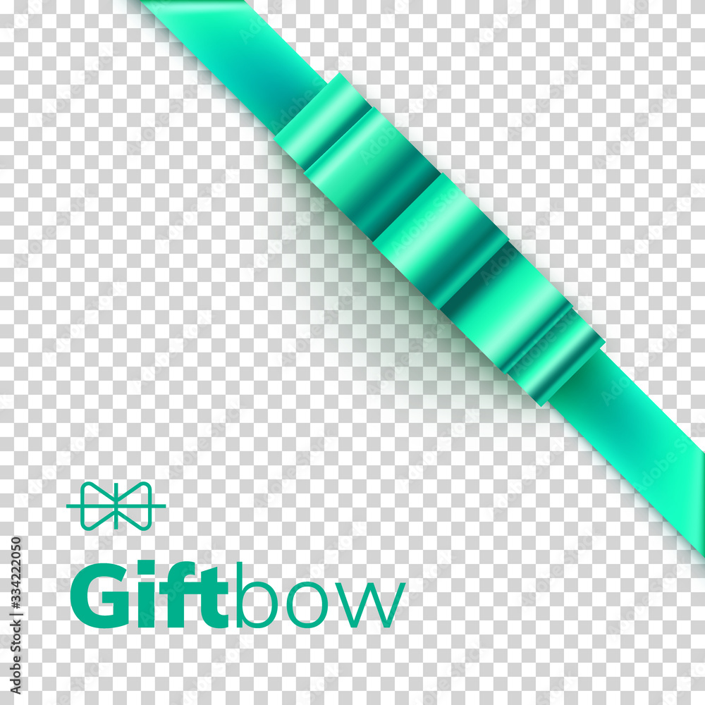 Green ribbon bow with shadow isolated on transparent background ...