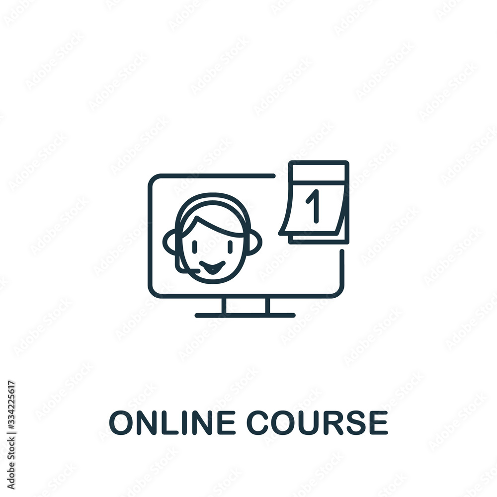 Online Course icon from e-learning collection. Simple line element ... Online Course icon from e-learning collection. Simple line element ...