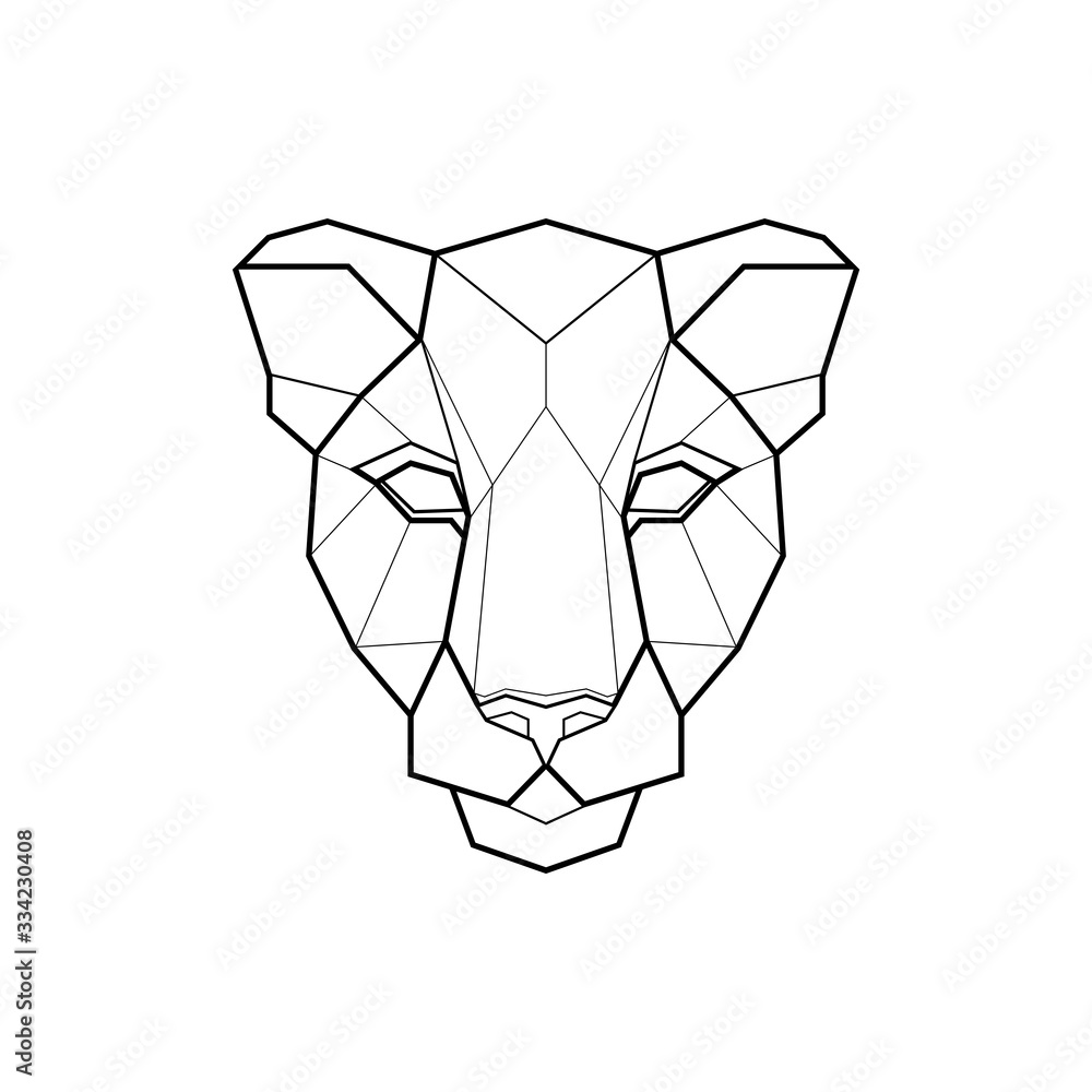 Polygonal abstract heads of a panther. Logo of the panther. Vector ...