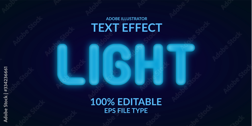 Blue light glowing neon text effect. Editable font adobe illustrator ...