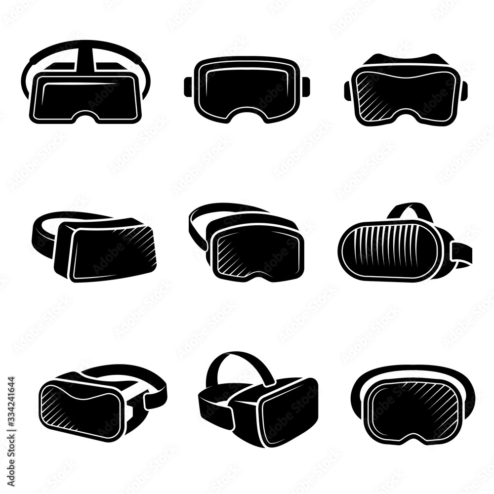 Virtual reality helmet. Vr future technology for gaming attractions ...