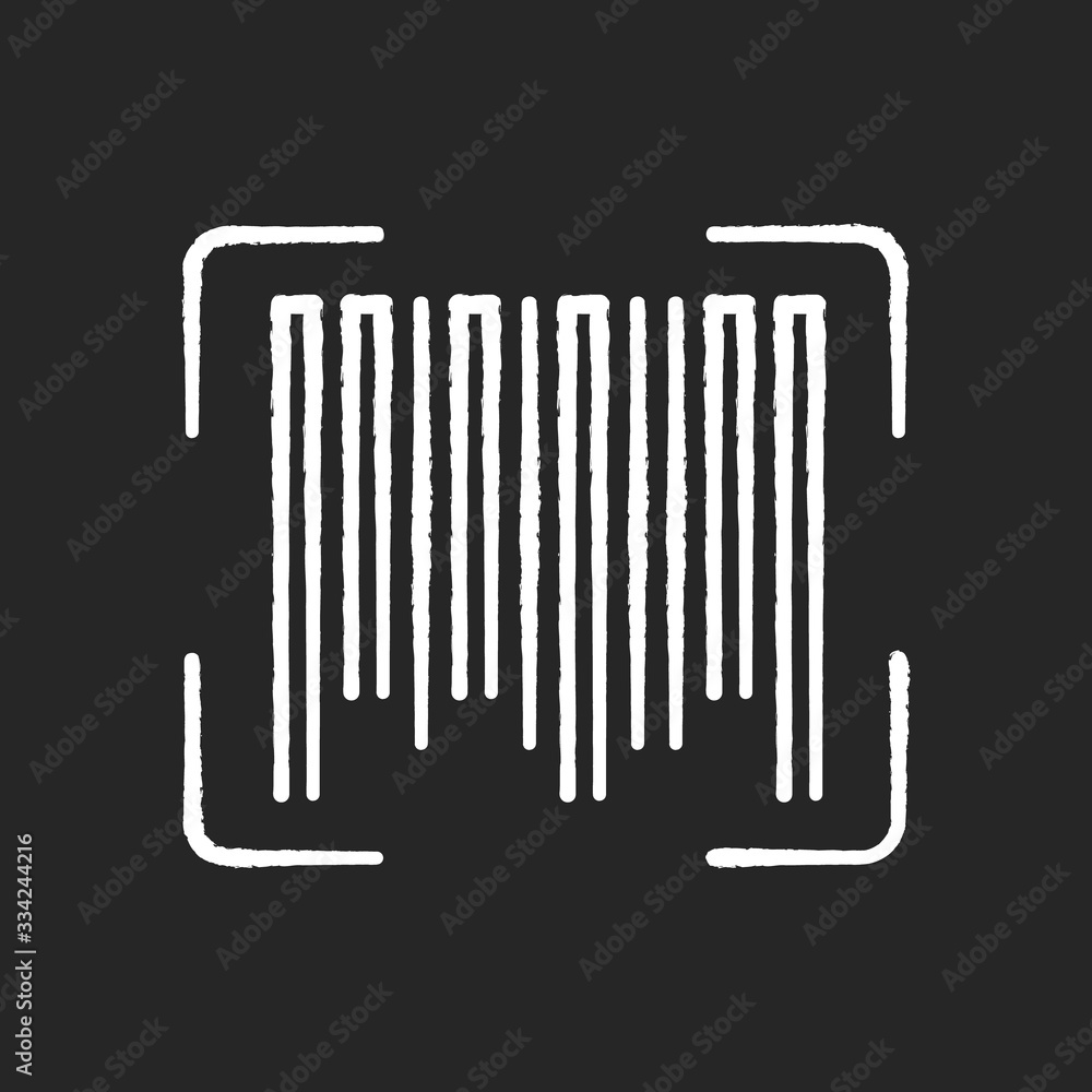 Barcode chalk white icon on black background. Universal product code ...